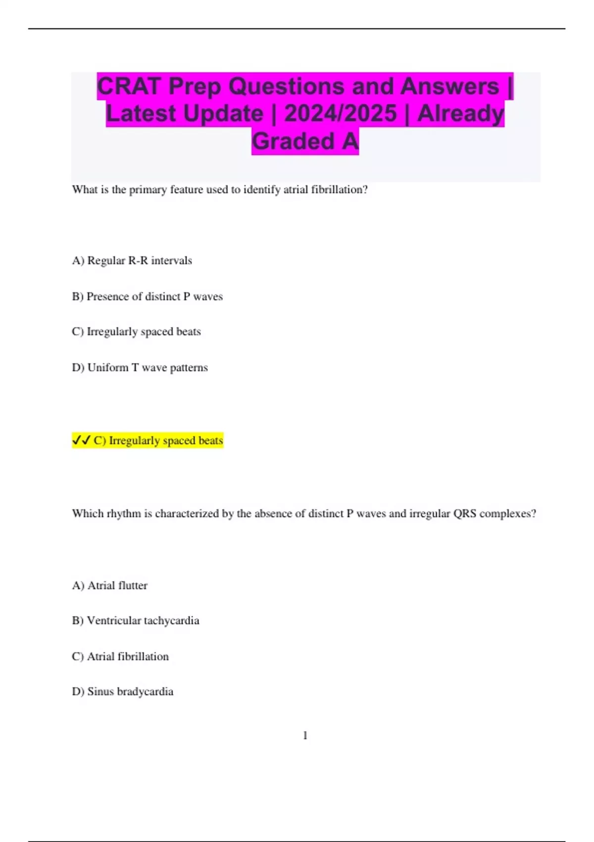 CRAT Bundled Exams Questions and Answers Latest Versions (2024/2025 ...