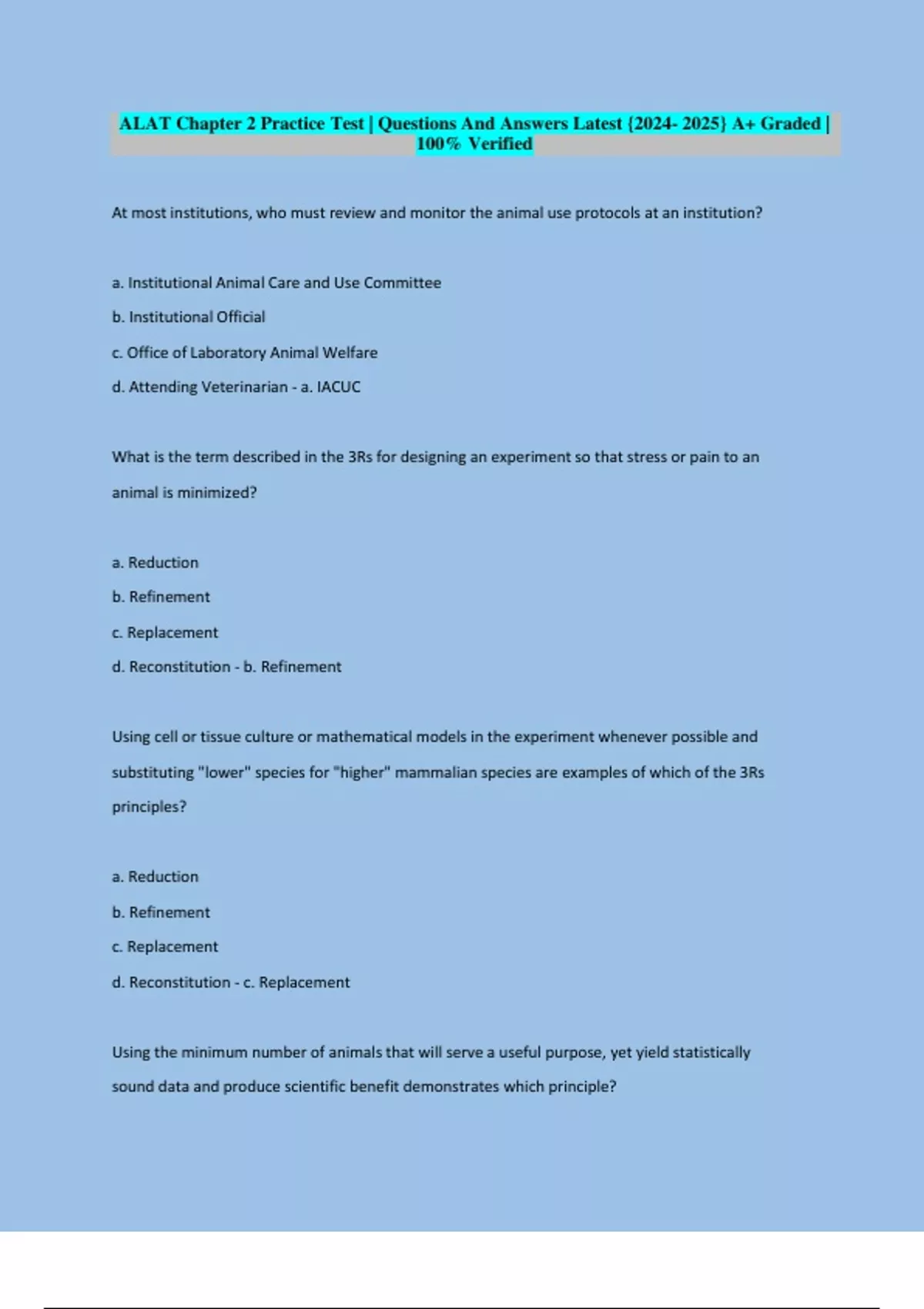 ALAT Chapter 2 Practice Test | Questions And Answers Latest {} A+ ...