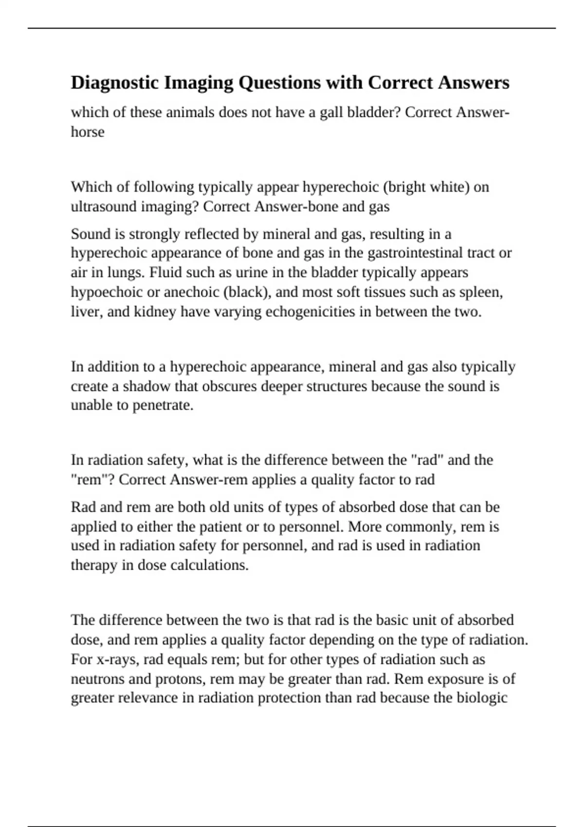 Diagnostic Imaging Questions with Correct Answers - Diagnostic Imaging ...