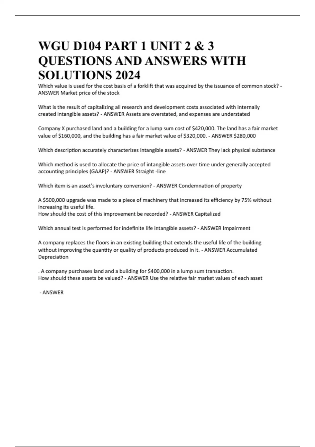 WGU D104 PART 1 UNIT 2 & 3 QUESTIONS AND ANSWERS WITH SOLUTIONS 2024 ...