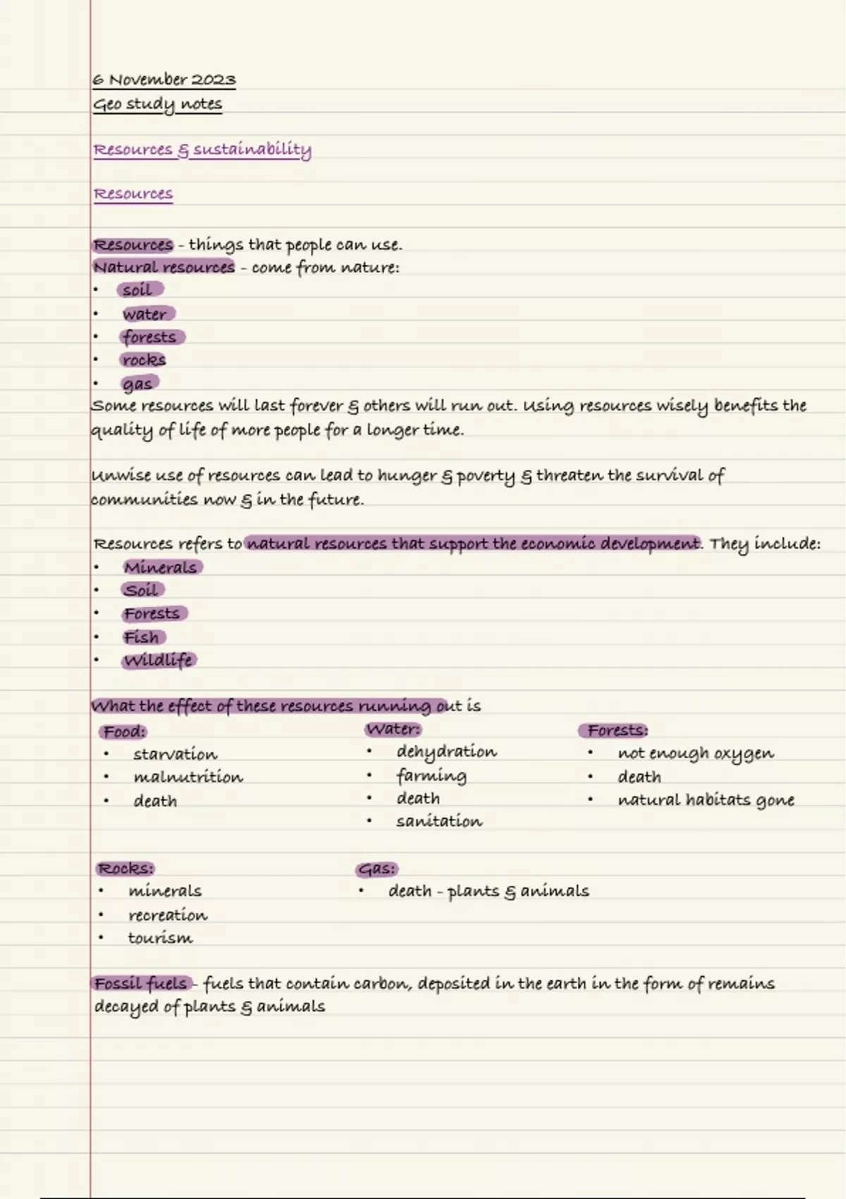 Summary Geography Grade 11 - Resources & Sustainability - IEB syllabus ...
