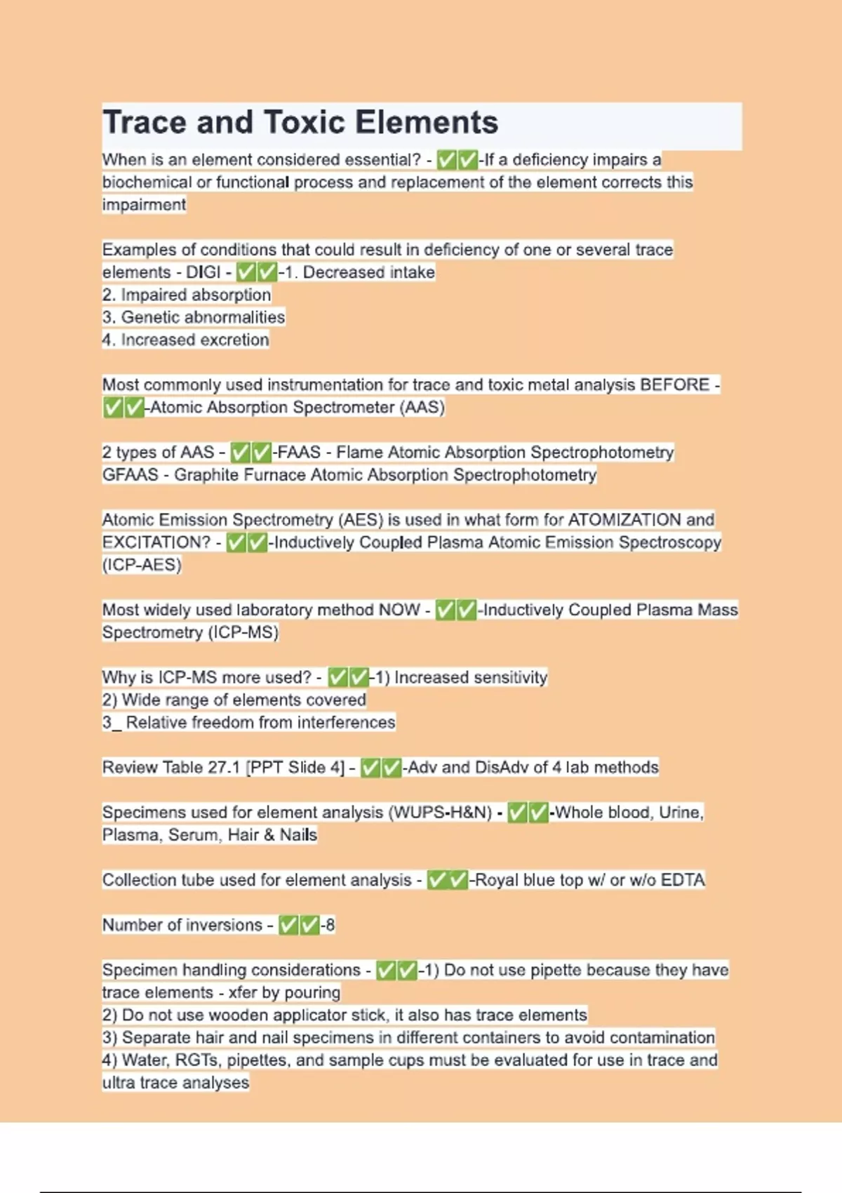 Trace and Toxic Elements Questions & 100% Verified Correct Answers with ...