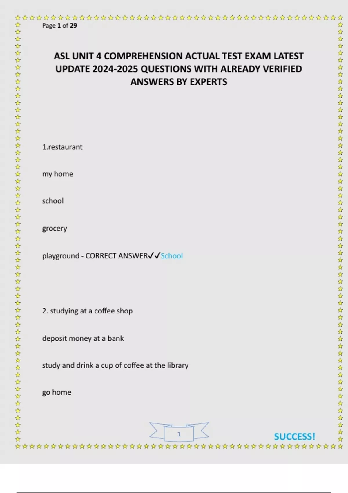 ASL UNIT 4 COMPREHENSION ACTUAL TEST EXAM LATEST UPDATE QUESTIONS WITH ...