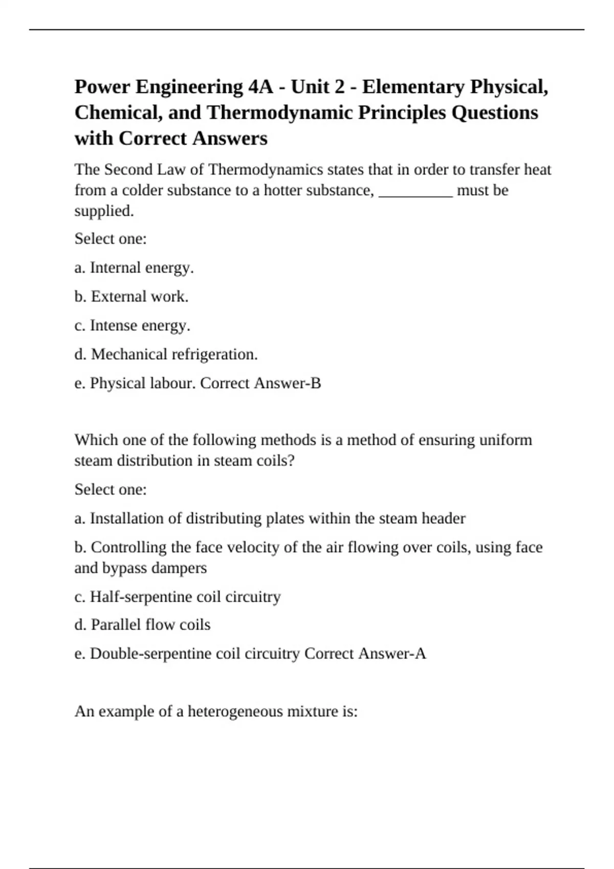 Power Engineering 4A - Unit 2 - Elementary Physical, Chemical, and ...