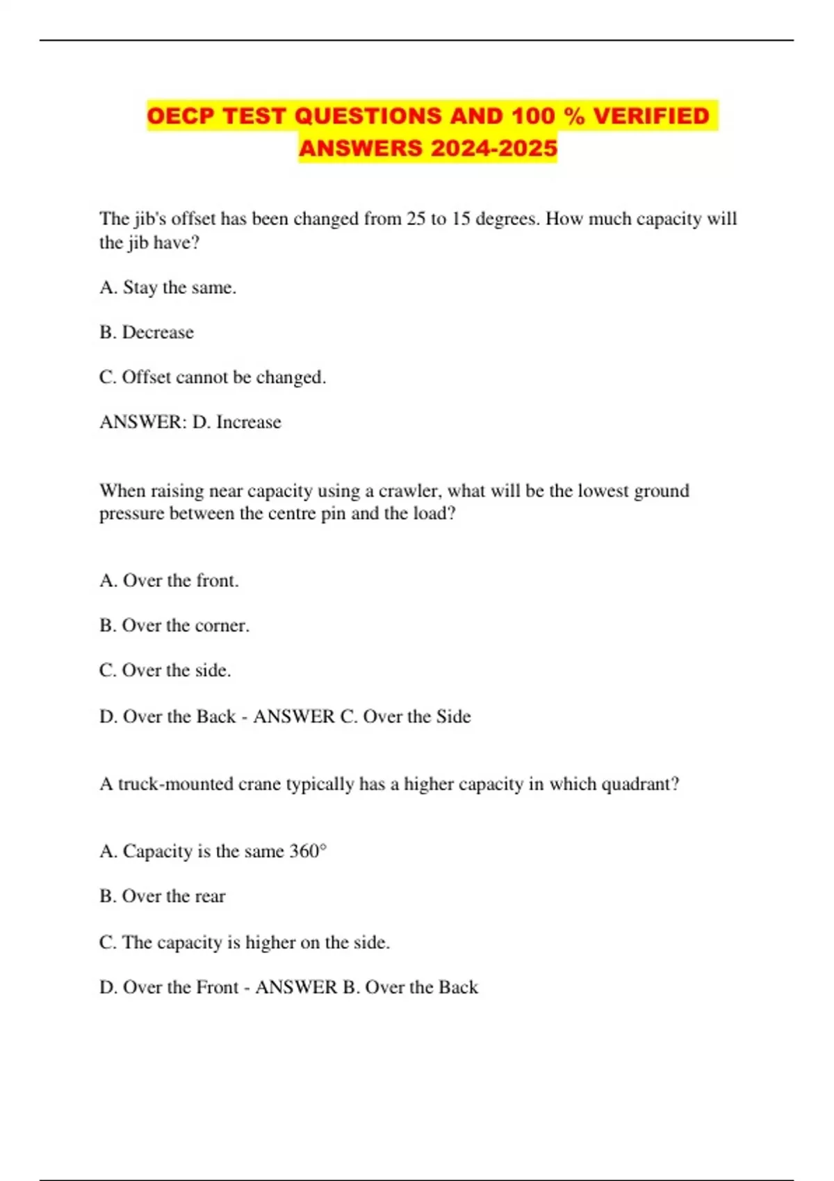 OECP TEST QUESTIONS AND 100 % VERIFIED ANSWERS - OECP - Stuvia US