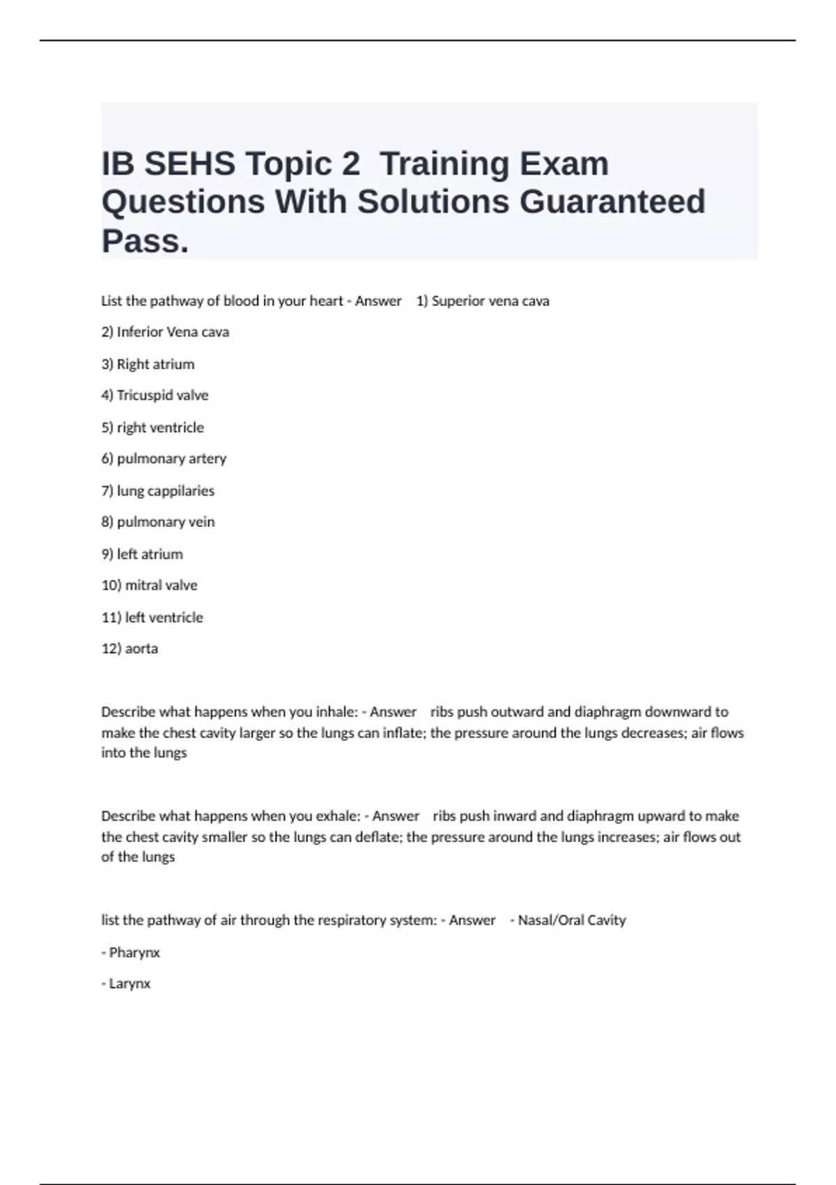 IB Sports Exams () Solved Correctly And Updated Study Package Deal ...