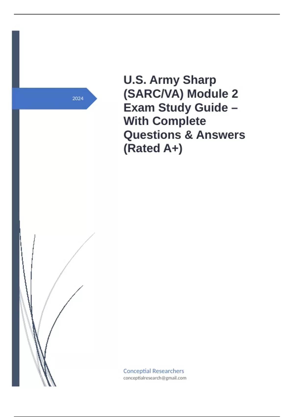 U.S. Army Sharp (SARC/VA) Module 2 Exam Study Guide – With Complete ...