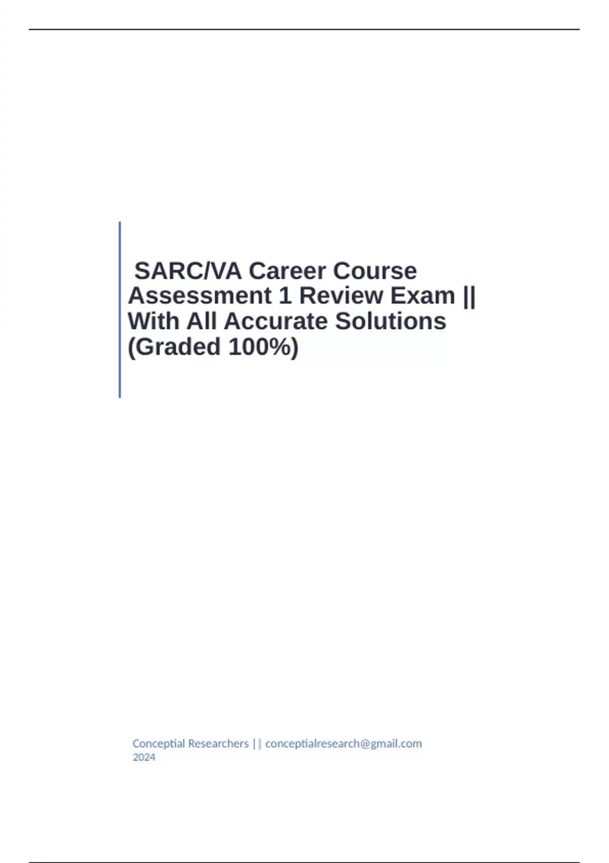 SARC/VA Career Course Assessment 1 Review Exam || With All Accurate ...