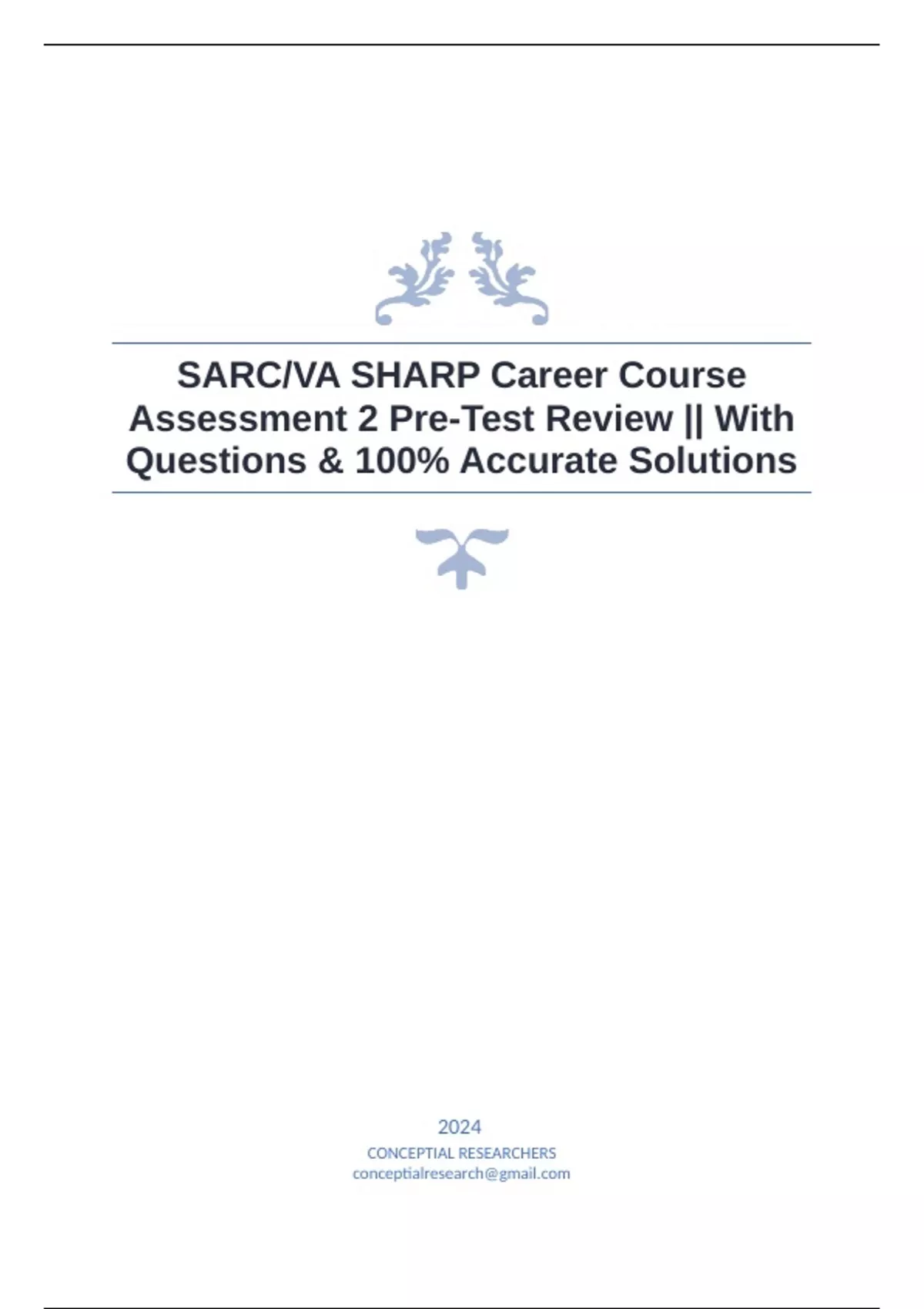 SARC/VA SHARP Career Course Assessment 2 Pre-Test Review || With ...