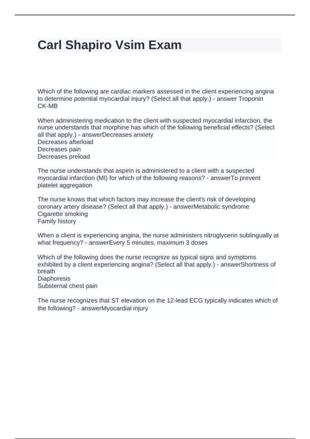 Carl Shapiro Vsim Exam Questions with Solutions - Carl Shapiro Vsim - Stuvia US