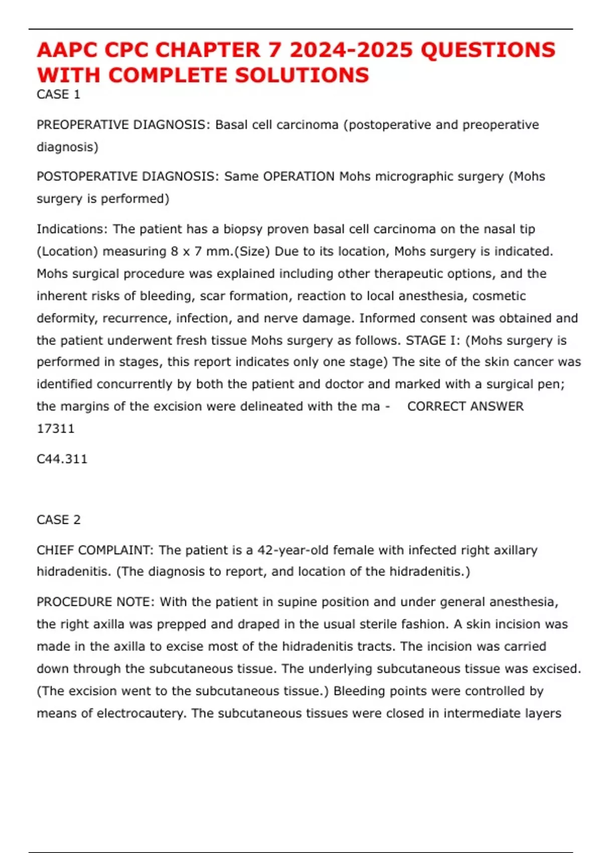 AAPC CPC CHAPTER QUESTIONS WITH COMPLETE SOLUTIONS - AAPC CPC - Stuvia US