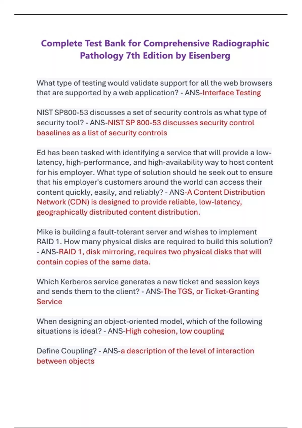 Complete Test Bank for Comprehensive Radiographic Pathology 7th Edition ...