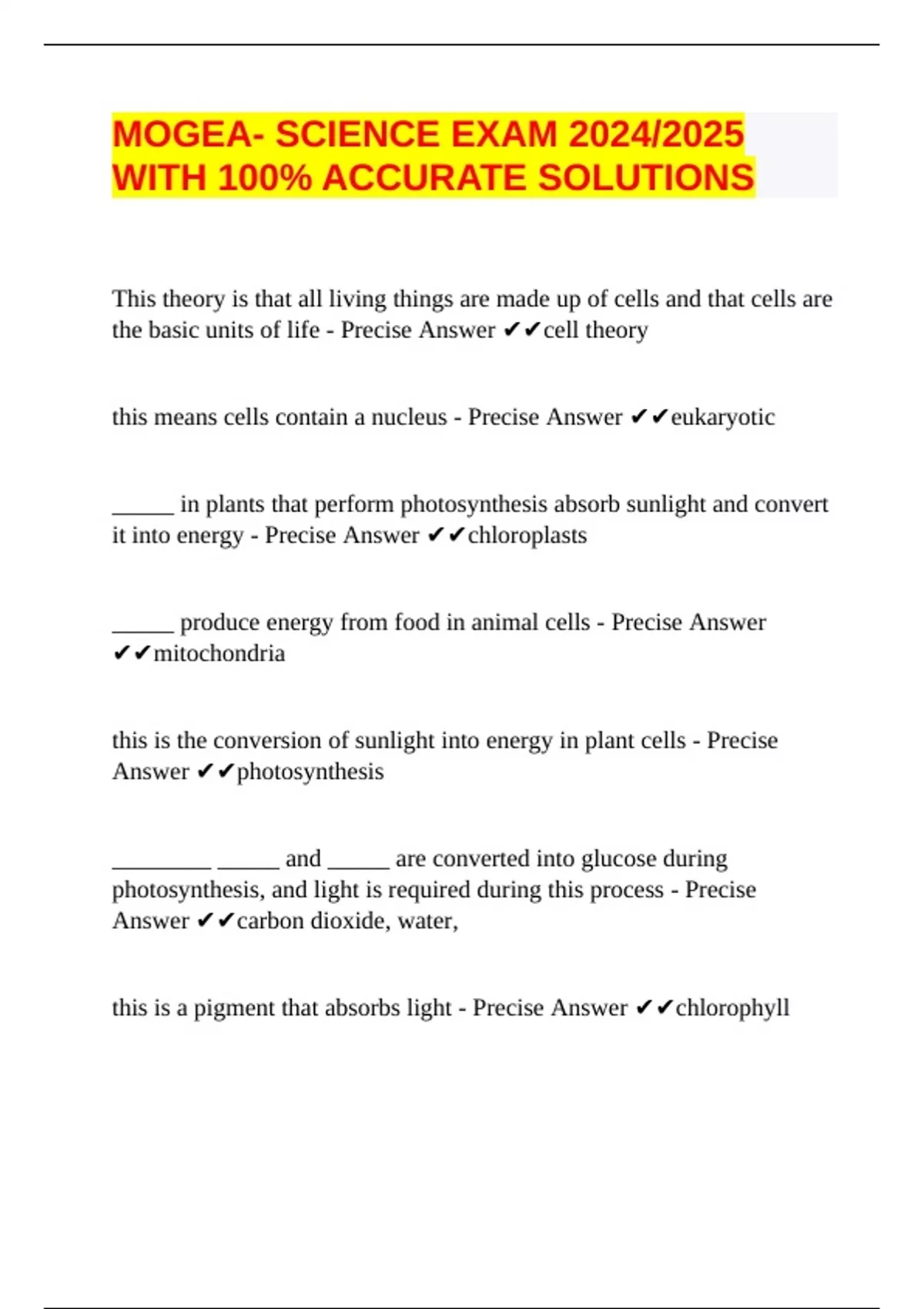 MOGEA- SCIENCE EXAM 2024/2025 WITH 100% ACCURATE SOLUTIONS - MOGEA ...