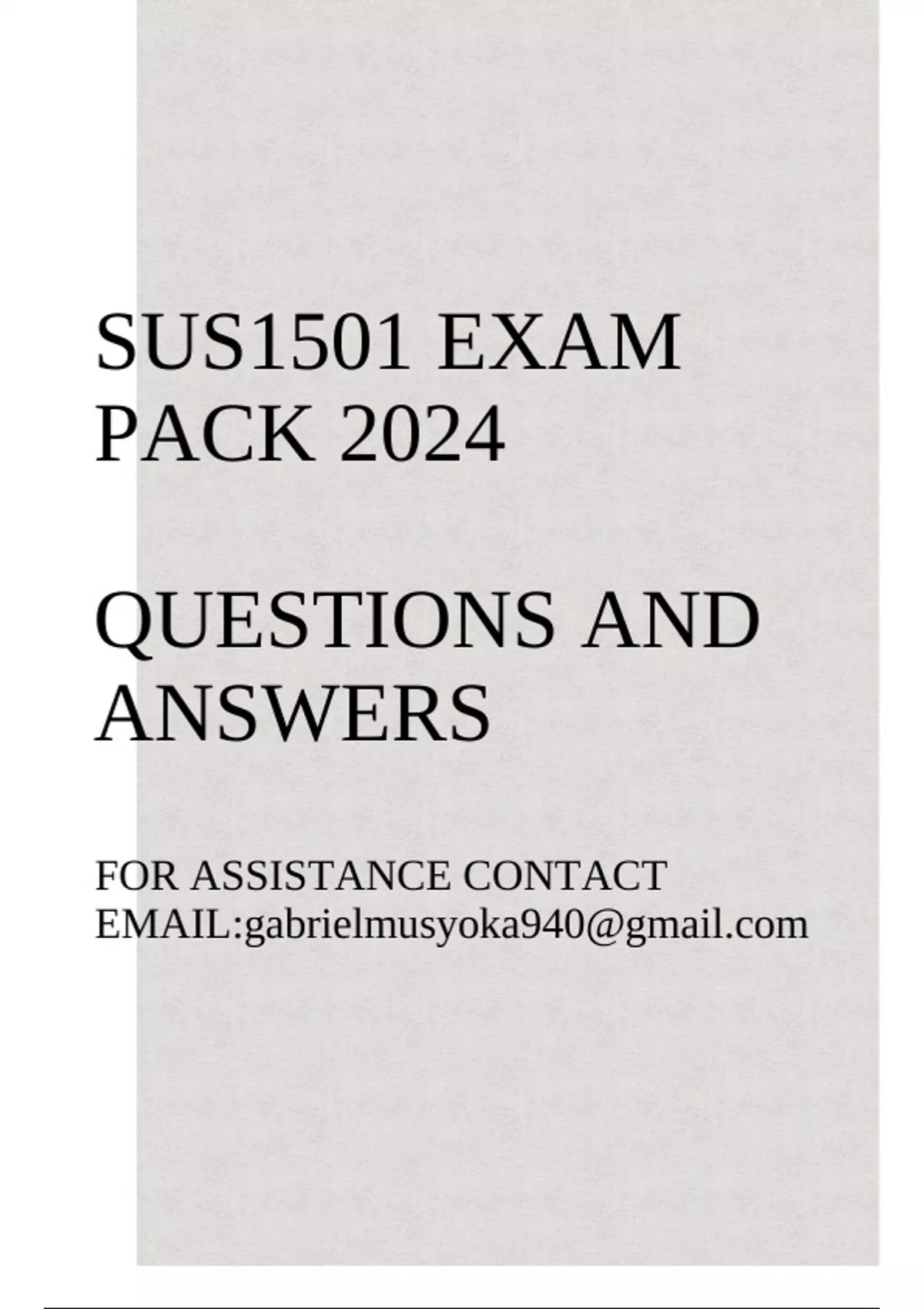 SUS1501 Exam pack 2024(Sustainability and Greed)Questions and answers ...