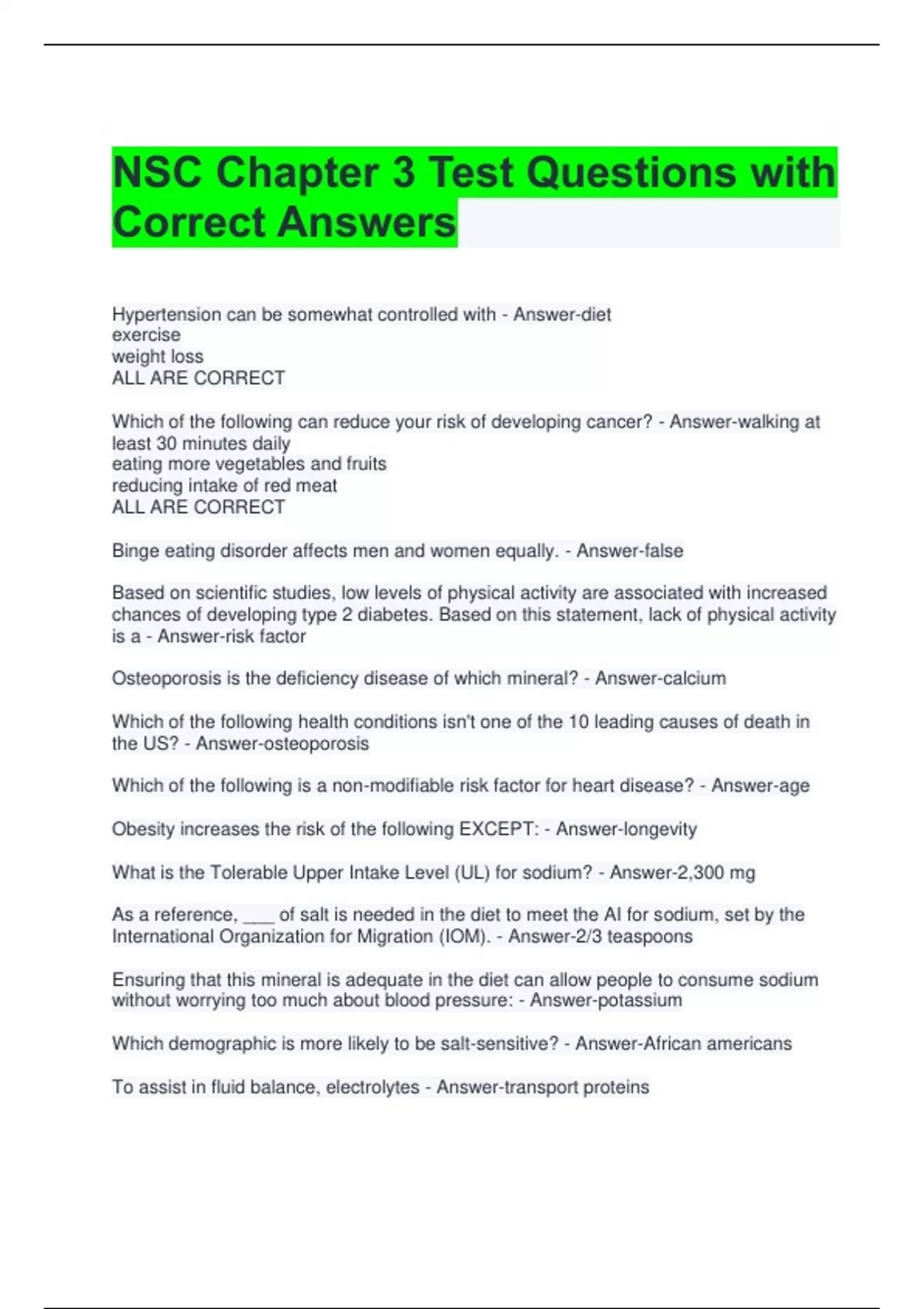NSC Chapter 3 Test Questions with Correct Answers - NSC - Stuvia UK