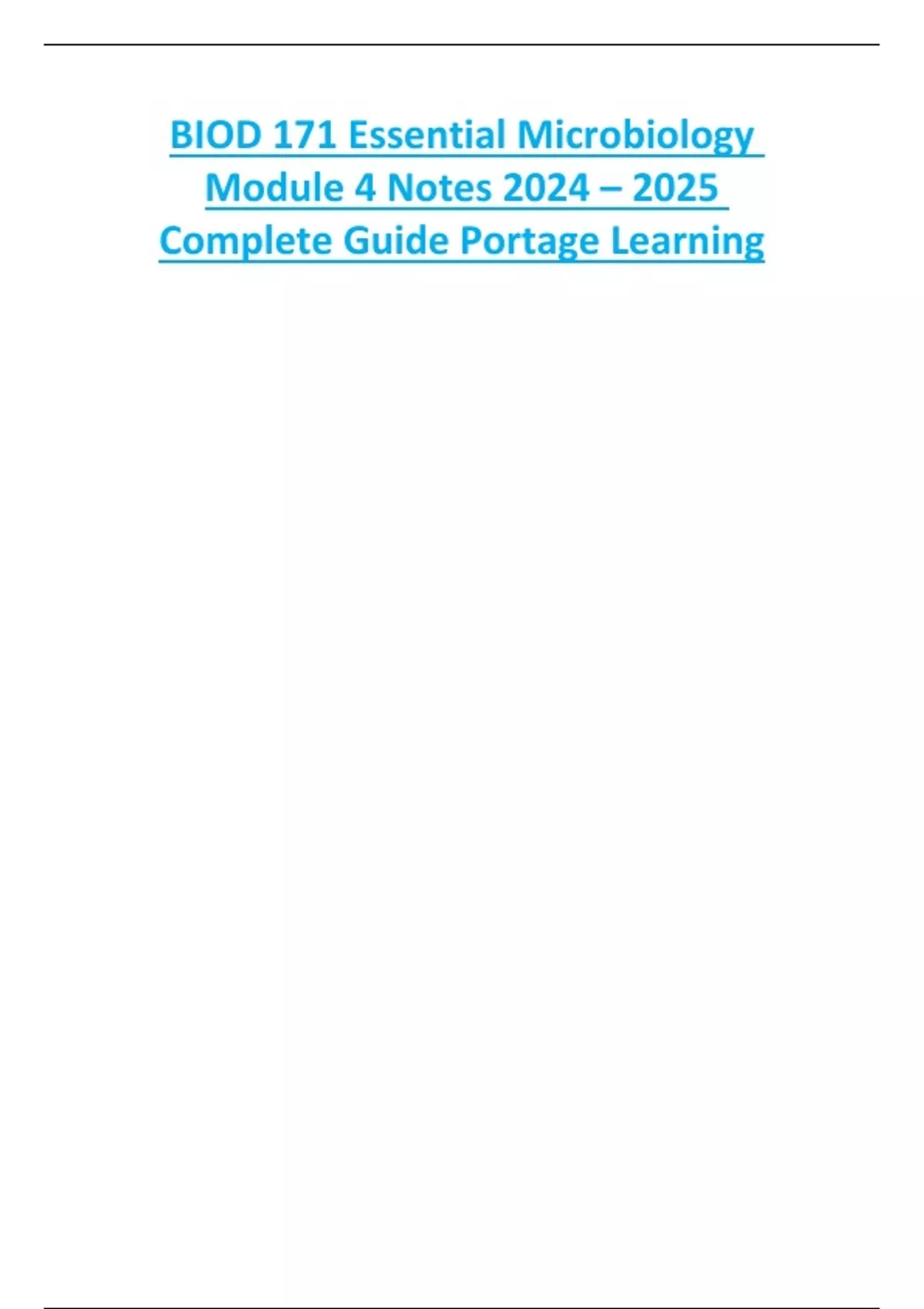 BIOD 171 Essential Microbiology Module 4 Notes 2024 – 2025 Complete ...