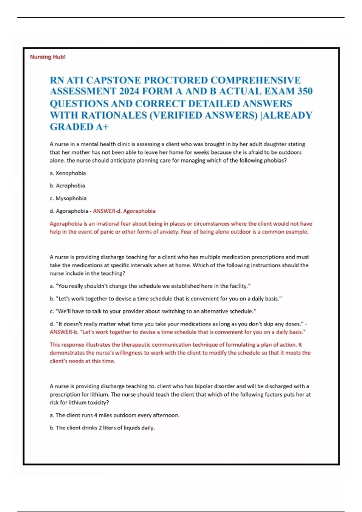 ATI RN Capstone Proctored Comprehensive Assessment Test Bank 2024/2025 ...