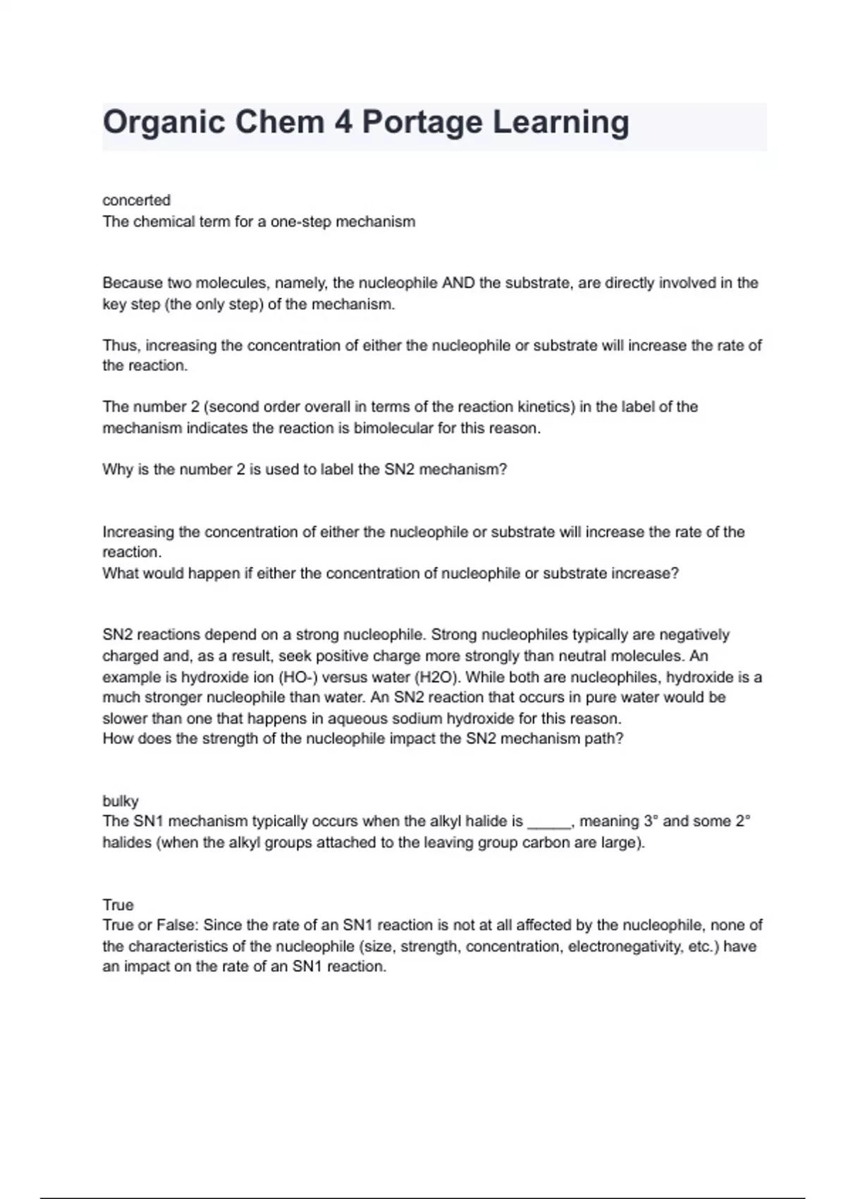 Organic Chem 4 Portage Learning Exam 2024/2025 Questions With Completed ...