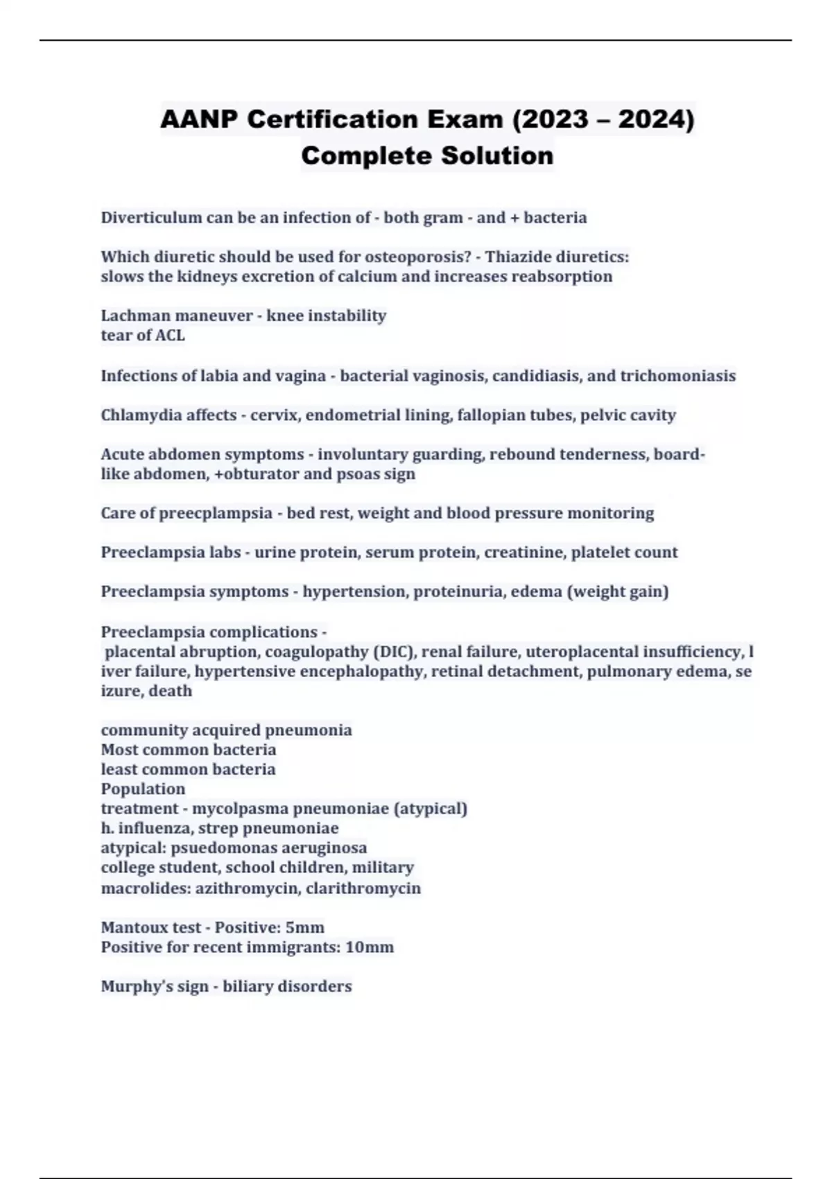 AANP Certification Exam (2023 – 2024) Complete Solution - AANP ...
