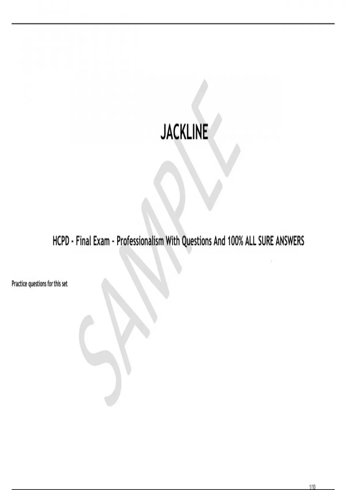 HCPD - Final Exam – Professionalism With Questions And 100% ALL SURE ...