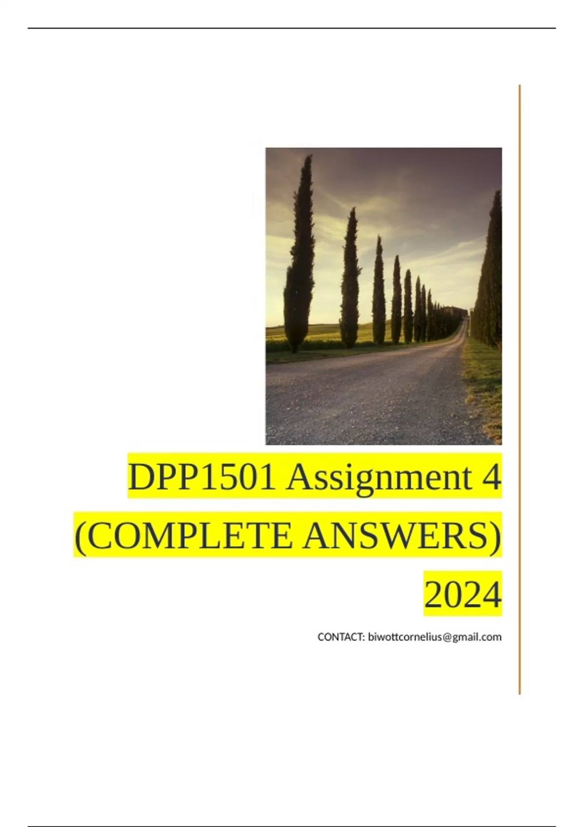 DPP1501 Assignment 4 (COMPLETE ANSWERS) 2024 - DPP1501 - Stuvia SA