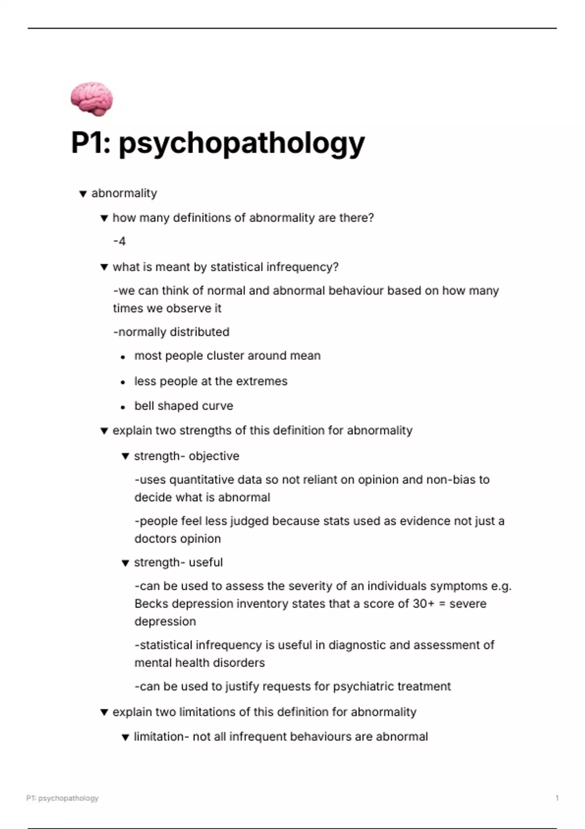 Summary AQA A level Psychology Paper 1 Psychopathology notes ...