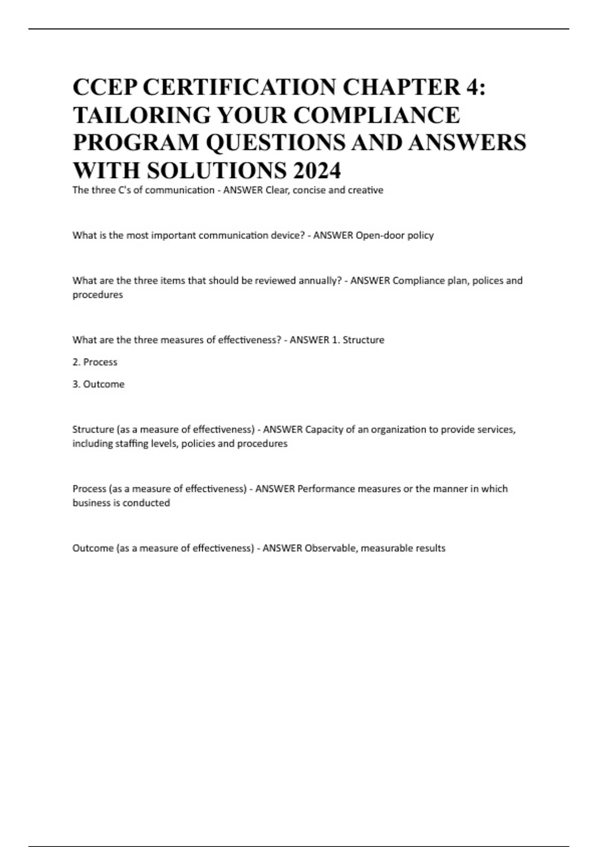 CCEP CERTIFICATION CHAPTER 4: TAILORING YOUR COMPLIANCE PROGRAM ...