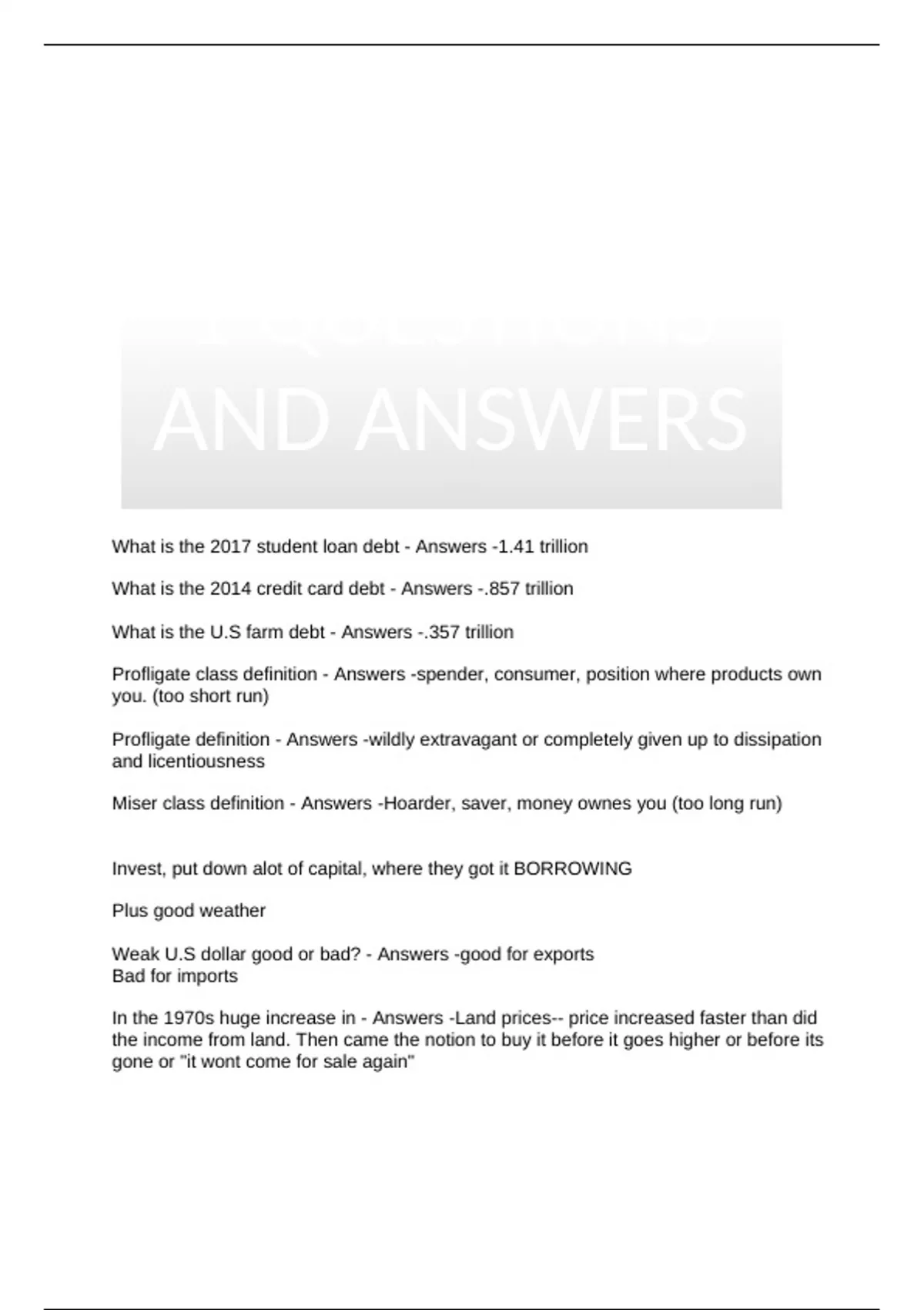 ARE 321 EXAM 1 QUESTIONS AND ANSWERS - ARE 321 - Stuvia US