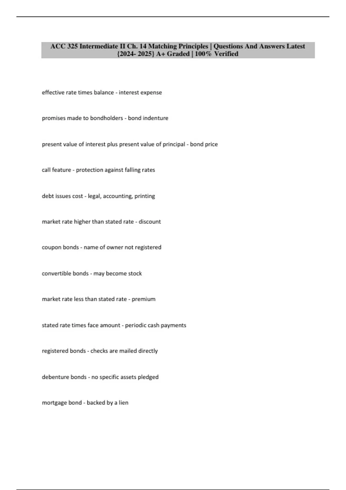 ACC 325 Intermediate II Ch. 14 Matching Principles | Questions And ...