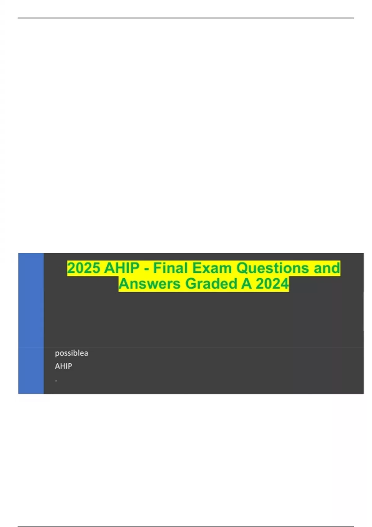 2025 AHIP - Final Exam Questions and Answers Graded A 2024 - 2025 AHIP - Stuvia US