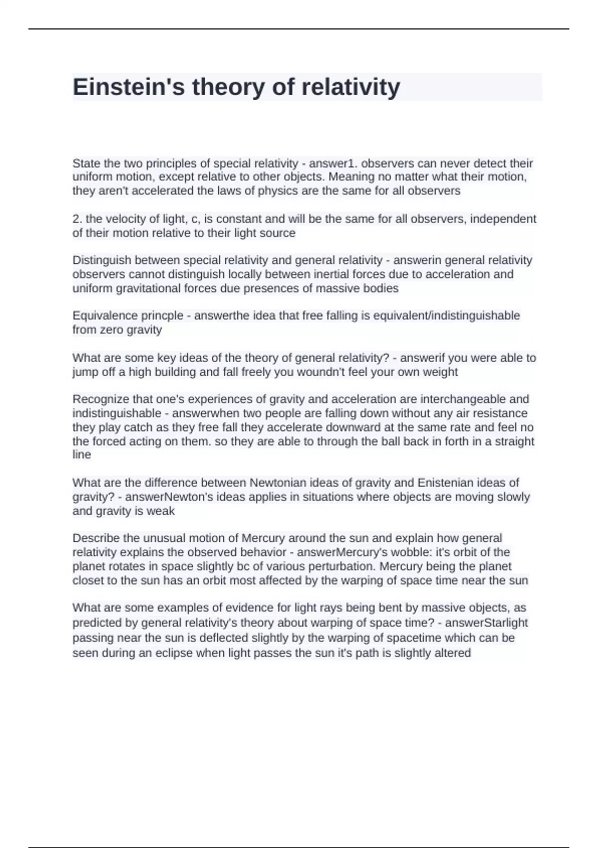 Einstein's theory of relativity Questions and Answers - Relativity ...