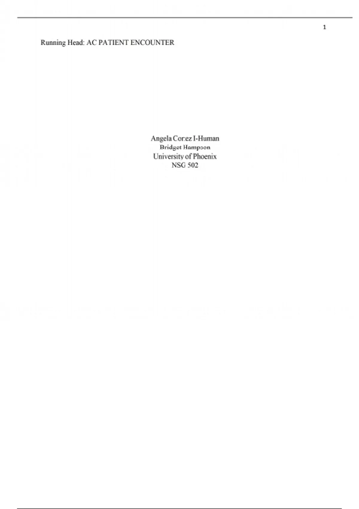 Angela Cortez I-Human AC PATIENT ENCOUNTER - NSG 502 (502) - Stuvia US
