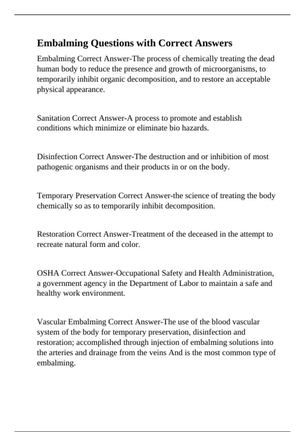 Embalming Questions with Correct Answers - Embalming - Stuvia US