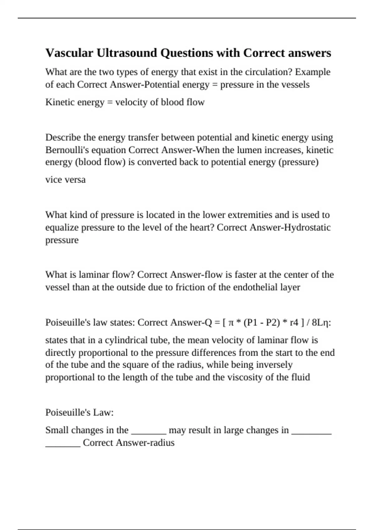 Vascular Ultrasound Questions with Correct answer2. - Cardiovascular ...