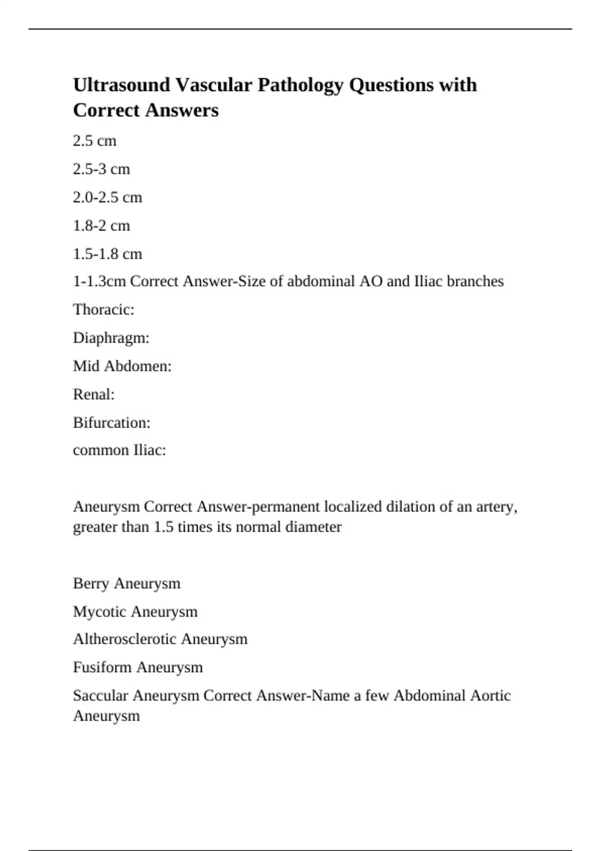 Ultrasound Vascular Pathology Questions with Correct Answers ...
