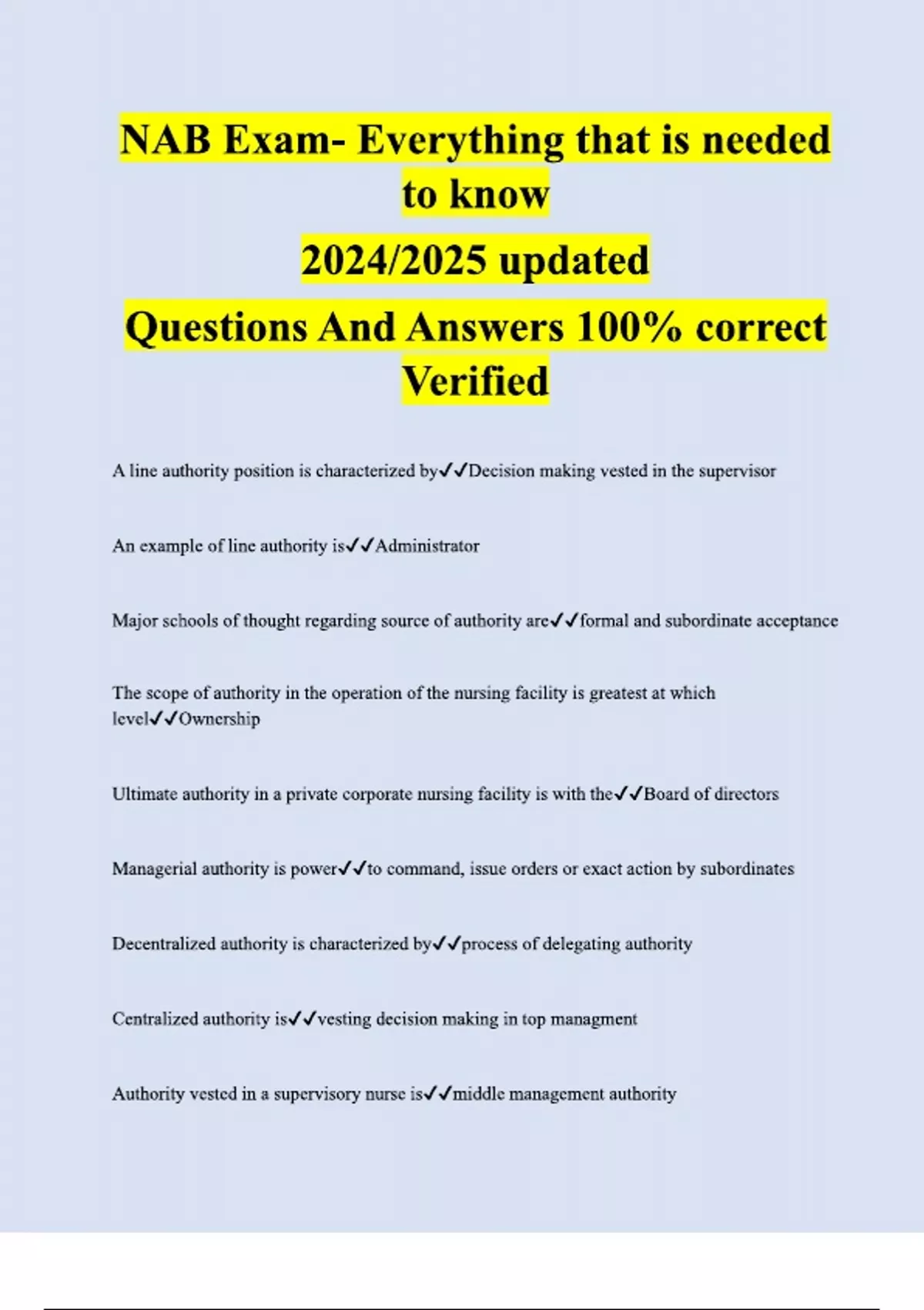 NAB Exam- Everything that is needed to know updated Questions And ...