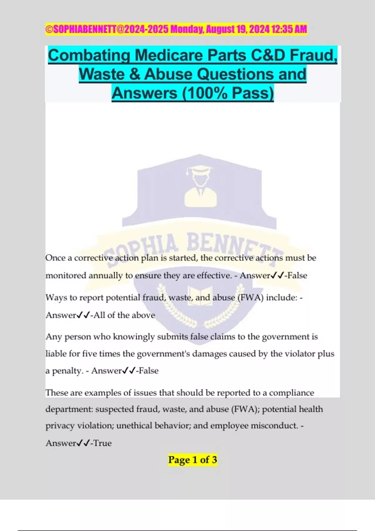 Combating Medicare Parts C&D Fraud, Waste & Abuse Questions and Answers ...