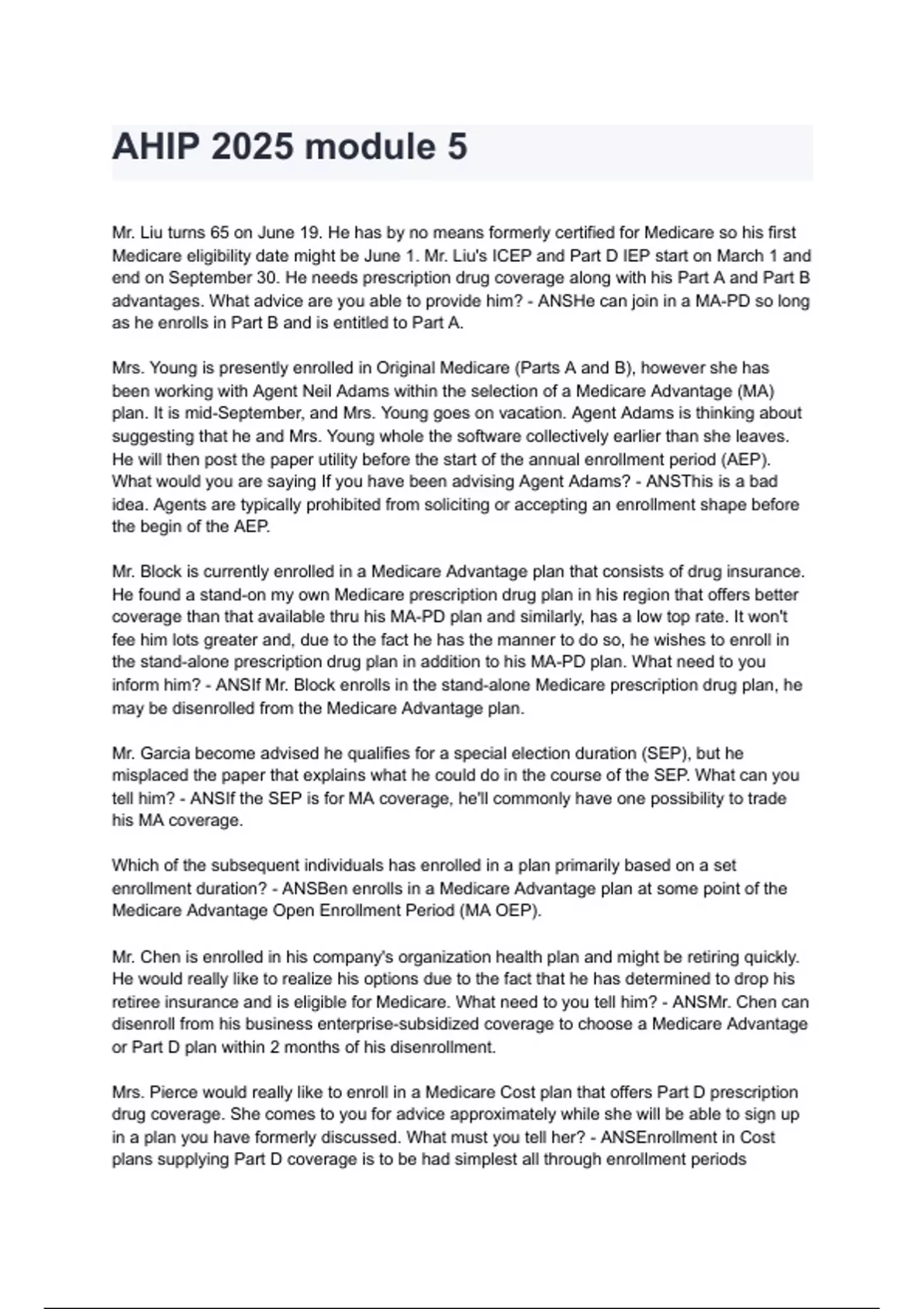 AHIP 2025 module 5 Questions and Answers with Solutions - AHIP 2025 - Stuvia US