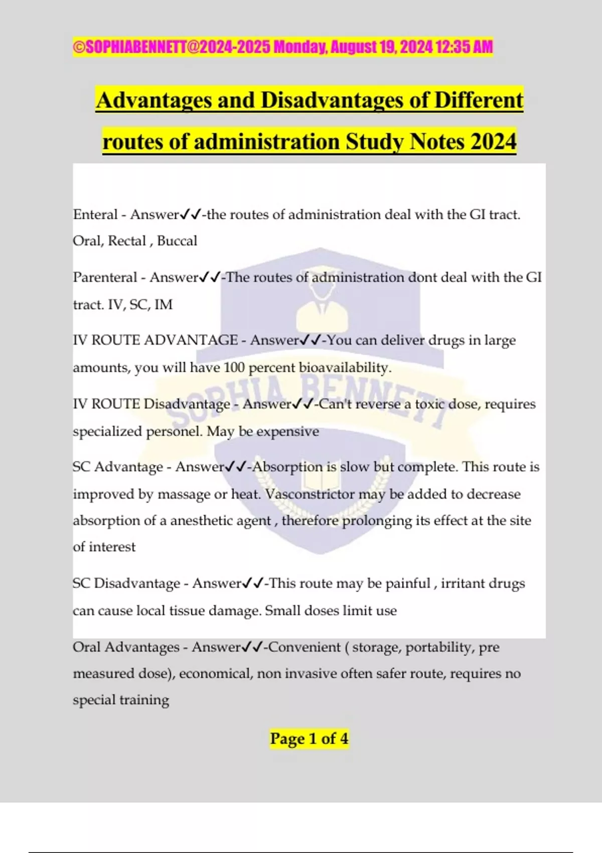 Advantages and Disadvantages of Different routes of administration ...