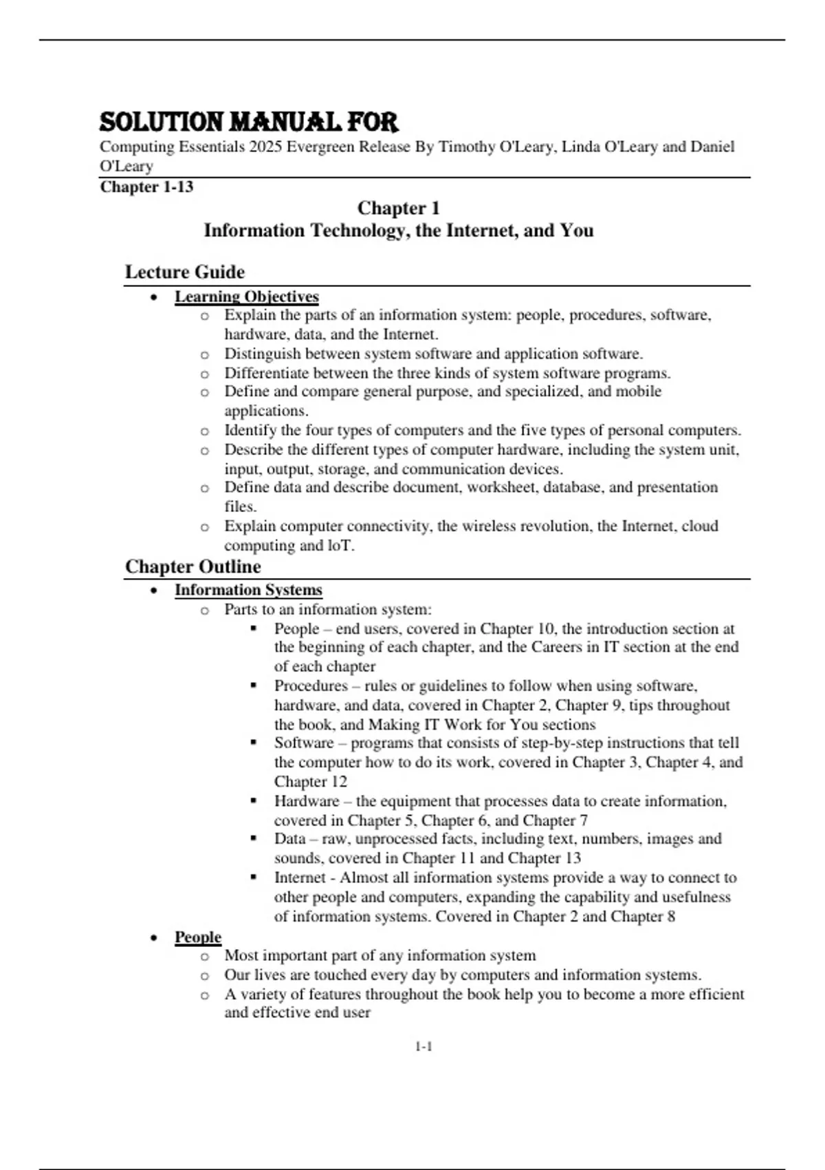 Solution Manual For Computing Essentials 2025 Evergreen Release By Timothy O'Leary, Linda O ...