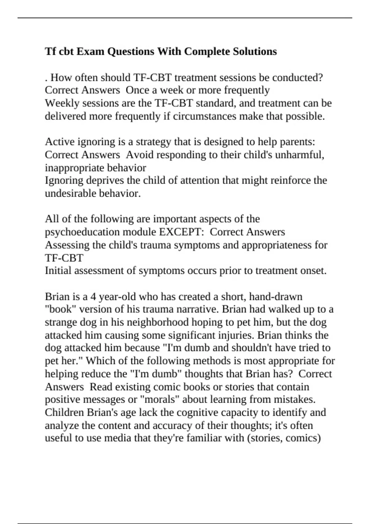 Tf cbt Exam Questions With Complete Solutions - TF-CBT - Stuvia US