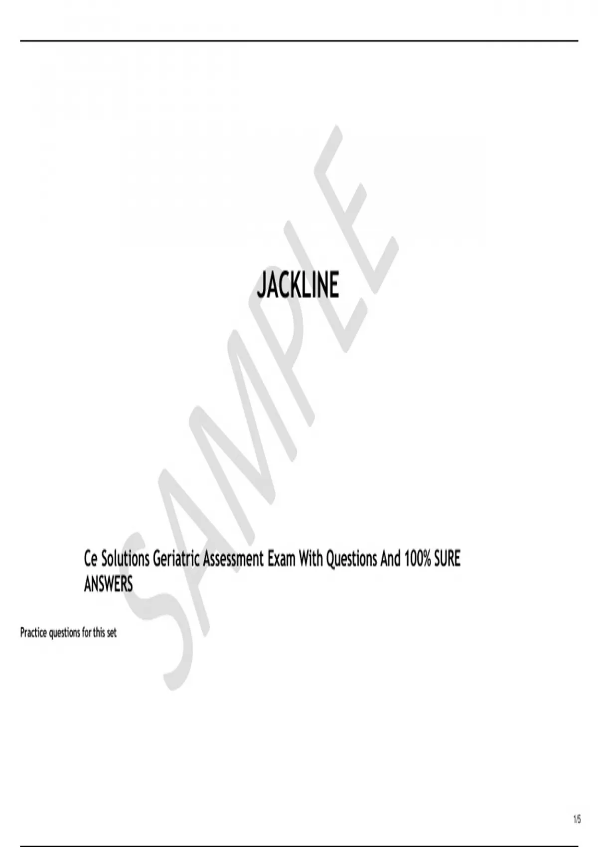 Ce Solutions Geriatric Assessment Exam With Questions And 100% SURE ...