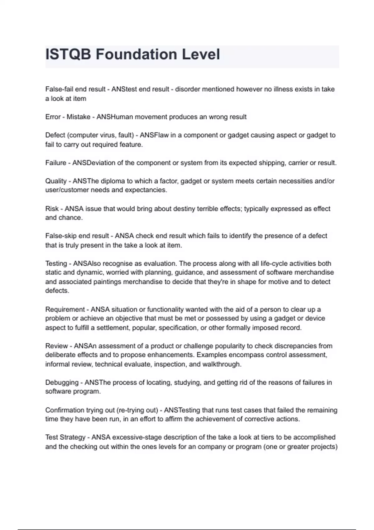 Istqb Foundation Level Questions And Answers Graded A 2024 2025 Istqb Stuvia Us