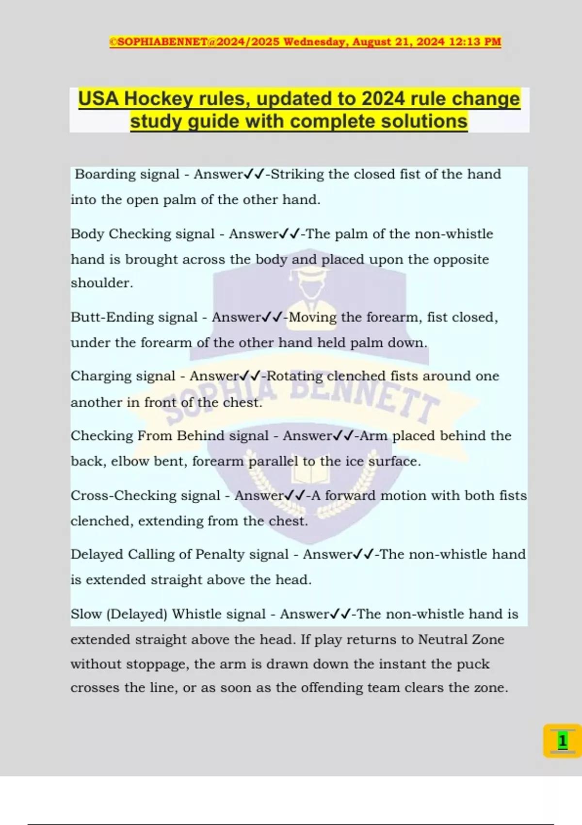 USA Hockey rules, updated to 2024 rule change study guide with complete ...