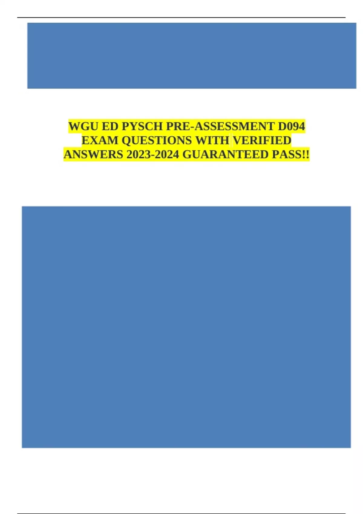 WGU D094 Educational Psychology – Pre-Assessment Exam | Verified 2025 ...