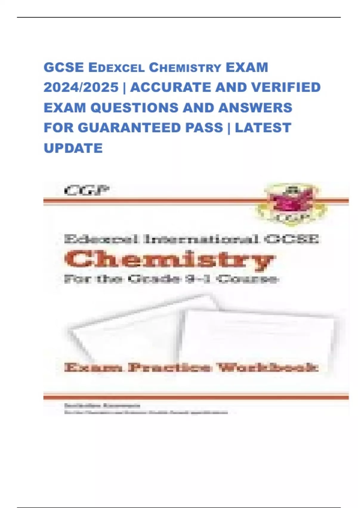 GCSE EDEXCEL CHEMISTRY EXAM 2024/2025 | ACCURATE AND VERIFIED EXAM ...