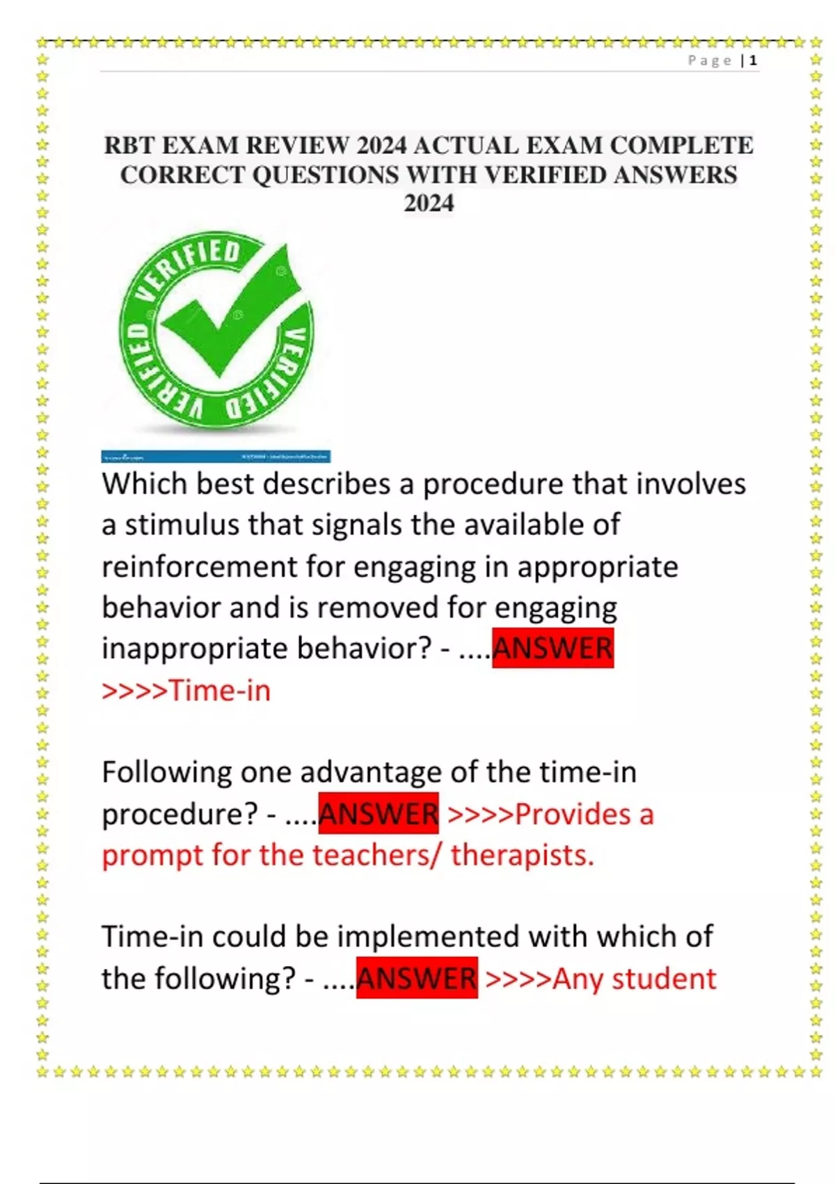 RBT EXAM REVIEW 2024 ACTUAL EXAM COMPLETE CORRECT QUESTIONS WITH ...