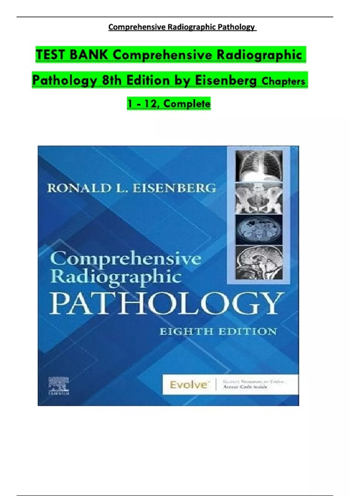 TEST BANK For Comprehensive Radiographic Pathology, 8th Edition by ...