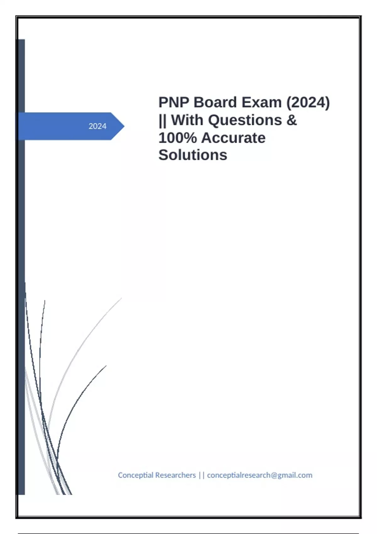 PNP Board Exam (2024) || With Questions & 100% Accurate Solutions - OPD ...