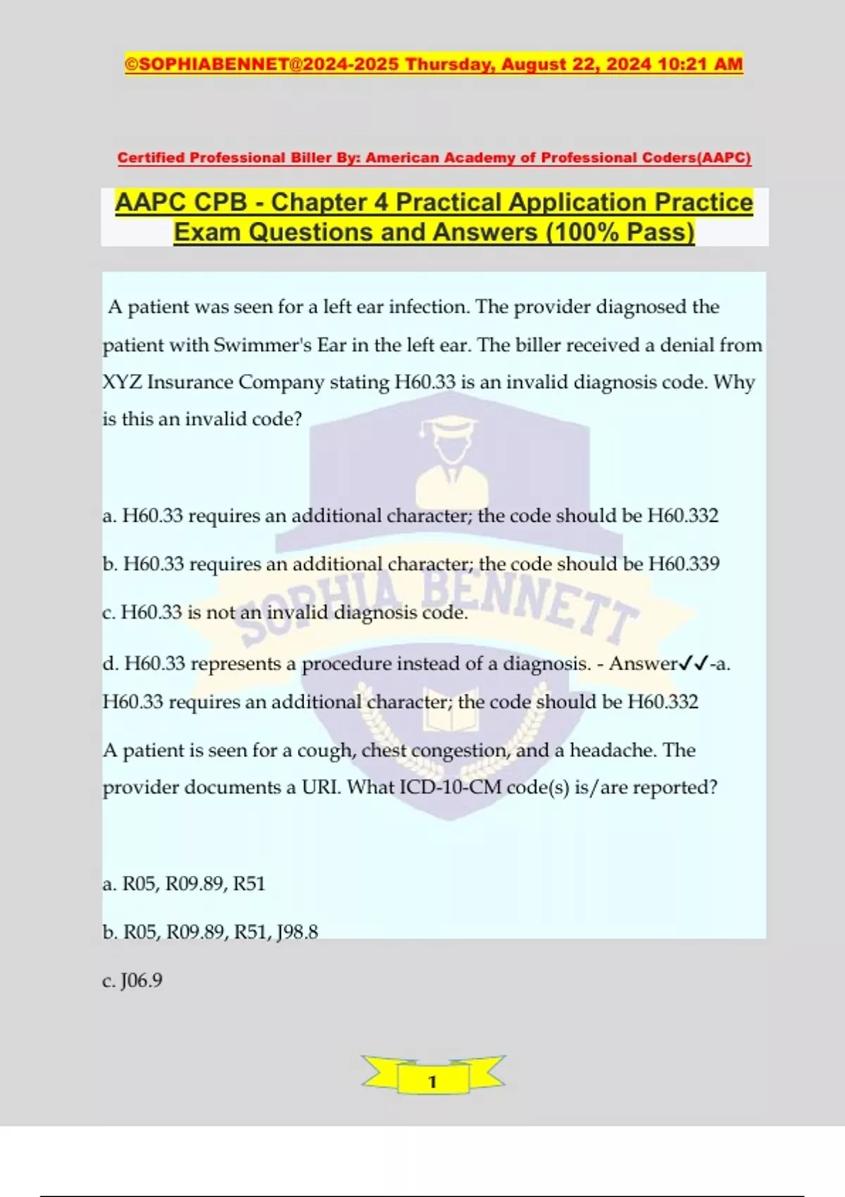 AAPC CPB - Chapter 4 Practical Application Practice Exam Questions and Answers (100% Pass) - CPB ...